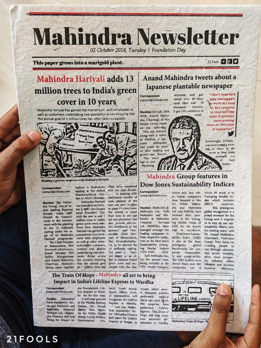 The First Indian Newspaper that grows into a Plant! – 21 Fools